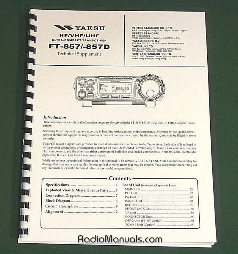 Yaesu FT-857/FT-857D Service Manual
